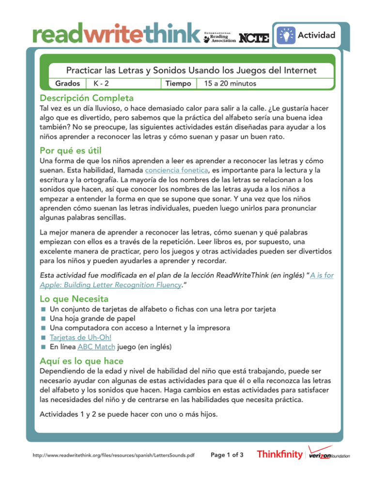 Practicar las Letras y Sonidos Usando los Juegos