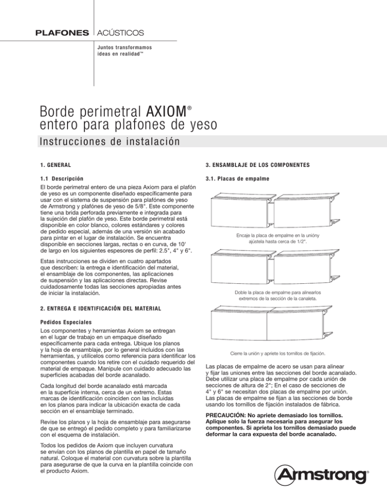 Borde perimetral AXIOM® entero para plafones de yeso
