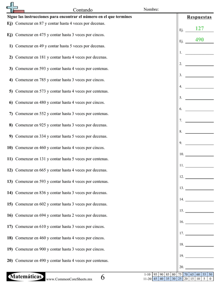 Versi n 6 Spanish Common Core Sheets Versi n 6 Spanish Common Core Sheets