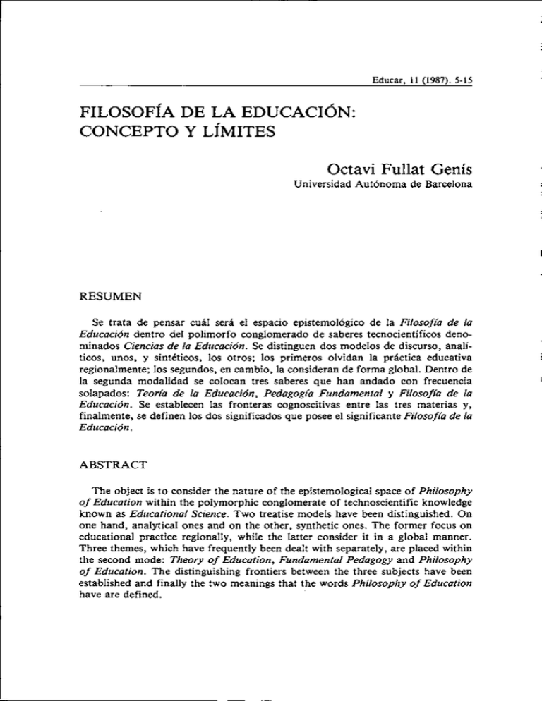 FILOSOFÍA DE LA EDUCACION