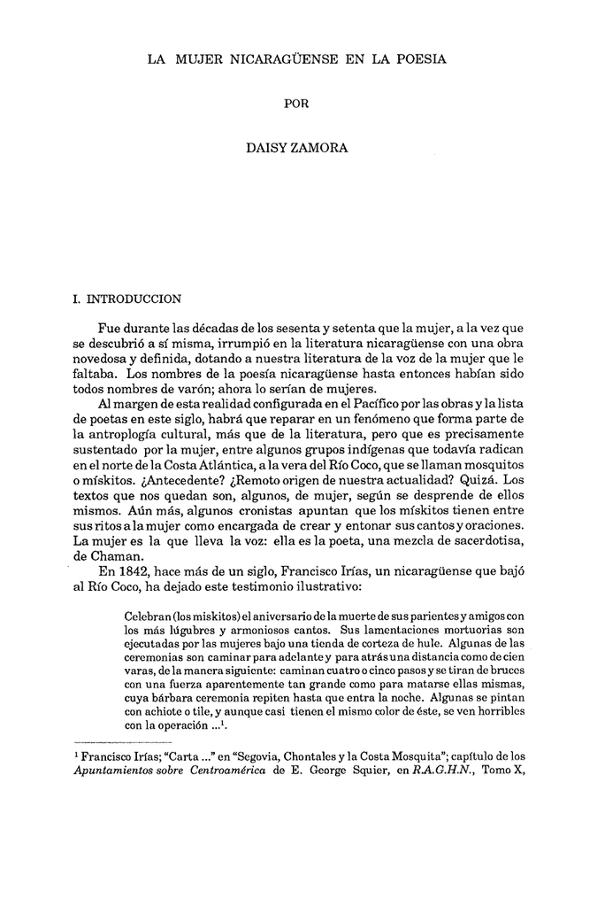 LA MUJER NICARAGUENSE EN LA POESIA POR DAISY ZAMORA