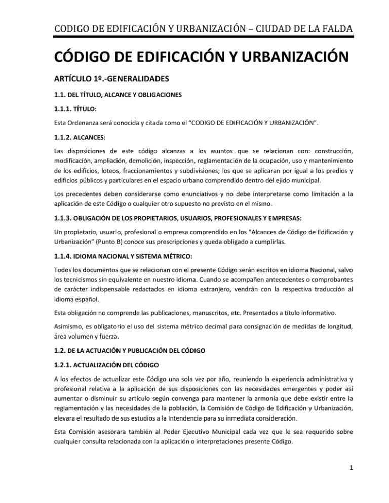 codigo de edificación y urbanización