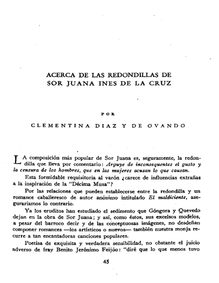 AnalesIIE13, UNAM, 1945. Acerca de las redondillas de sor Juana