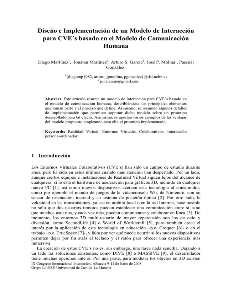 Diseño e Implementación de un Modelo de Interacción para