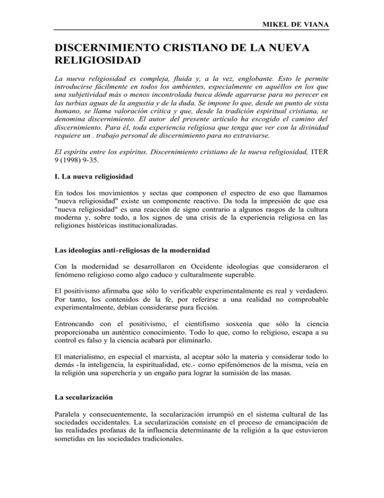 discernimiento cristiano de la nueva religiosidad