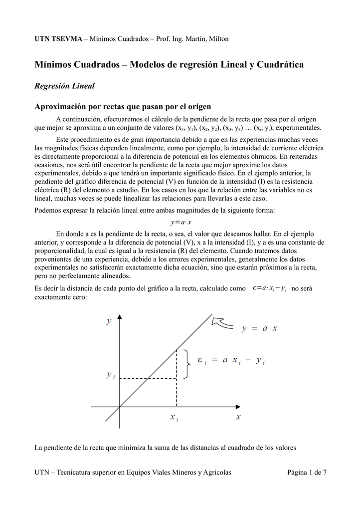 Mínimos Cuadrados – Modelos de regresión Lineal y Cuadrática