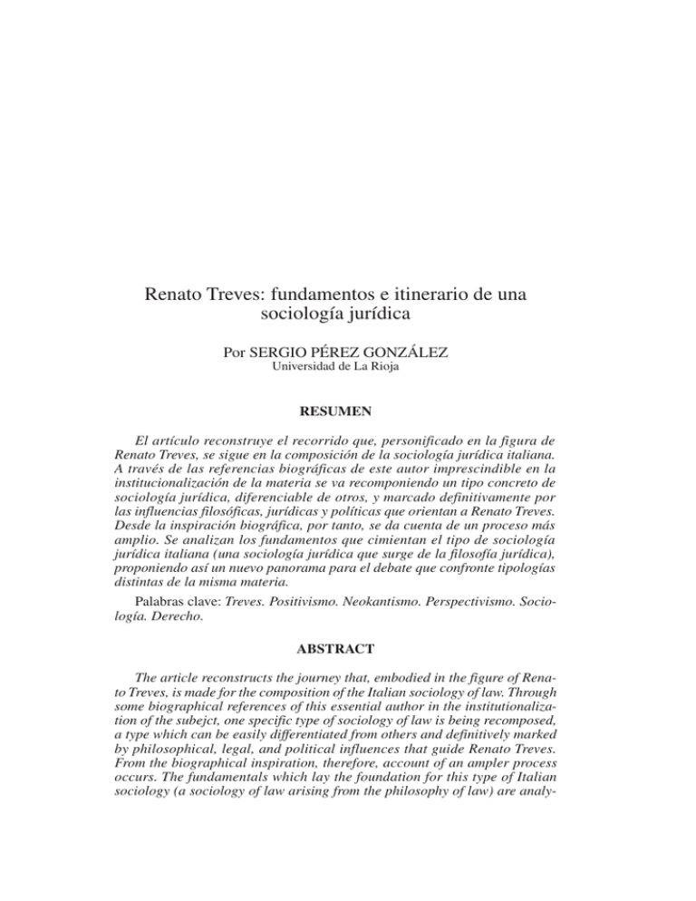 Renato Treves: fundamentos e itinerario de una sociología