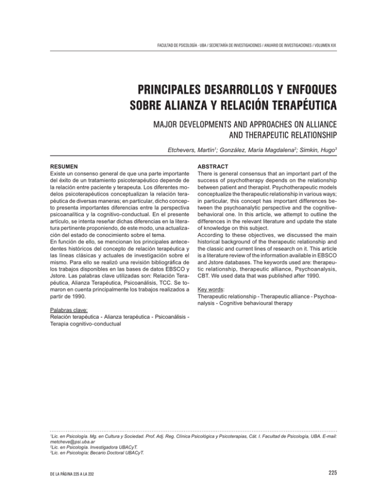 principales desarrollos y enfoques sobre alianza