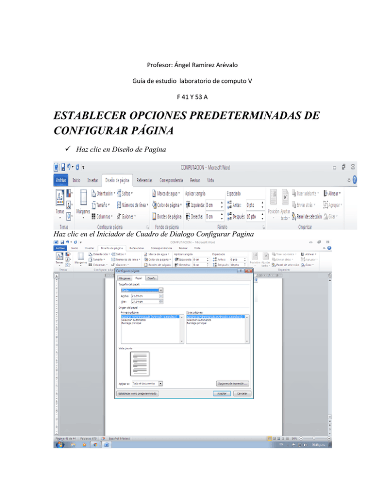 ESTABLECER OPCIONES PREDETERMINADAS DE