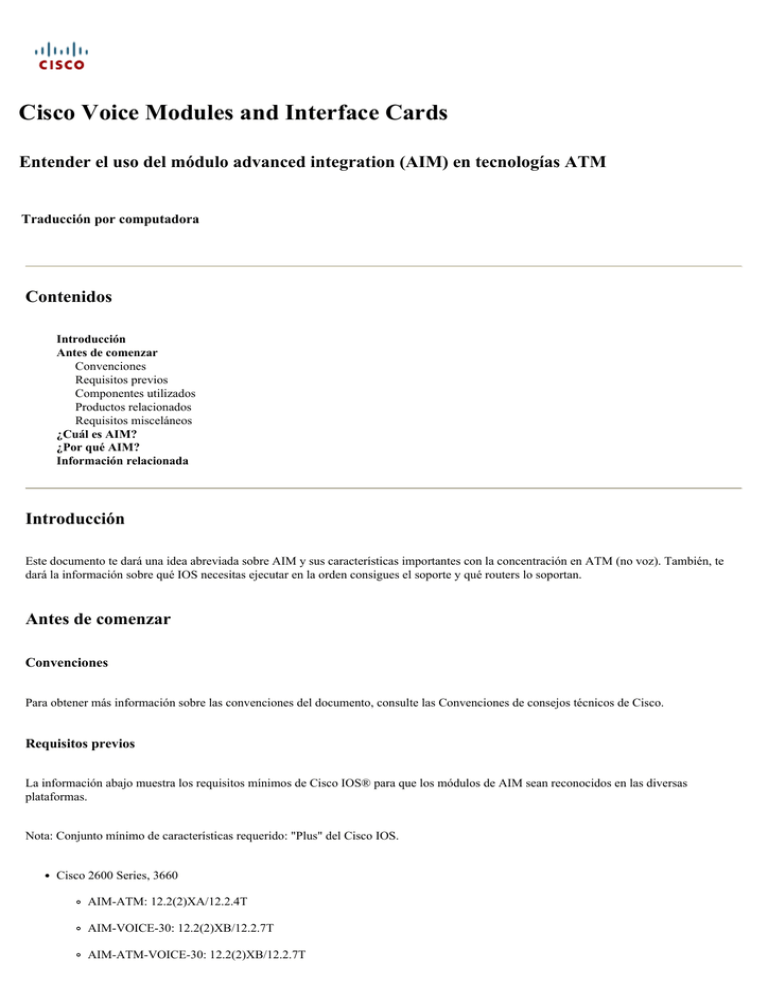 Cisco Voice Modules and Interface Cards
