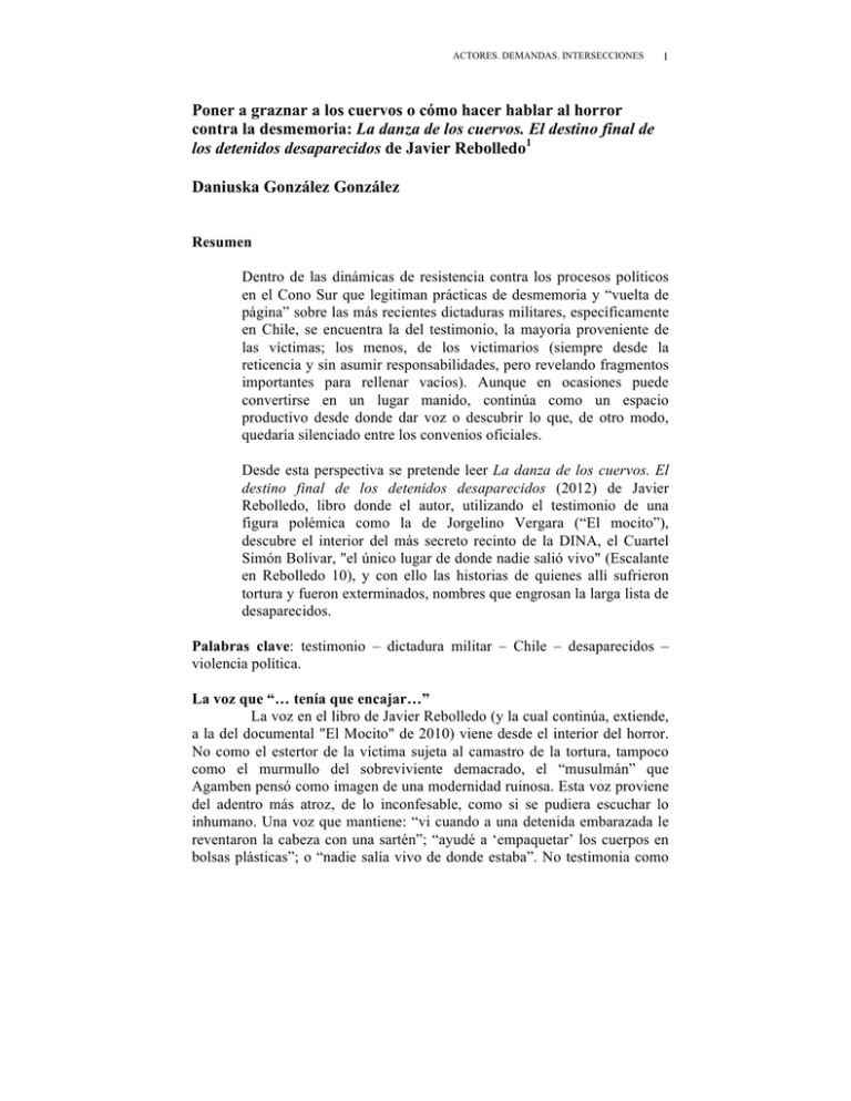 Poner a graznar a los cuervos o cómo hacer hablar al horror contra
