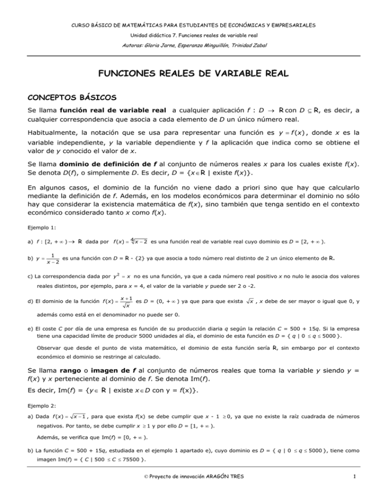FUNCIONES REALES DE VARIABLE REAL