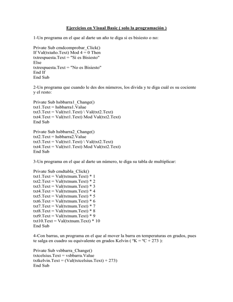 Ejercicios sencillos resueltos