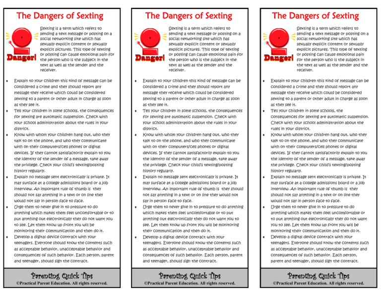 The Dangers of Sexting The Dangers of Sexting The
