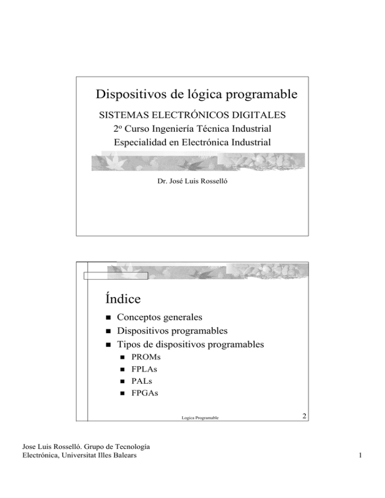 Dispositivos de lógica programable Índice