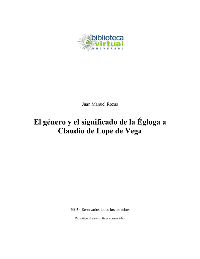 El género y el significado de la Égloga a Claudio de Lope de Vega