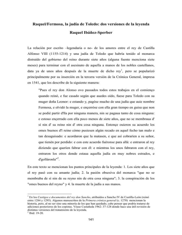 Raquel/Fermosa, la judía de Toledo: dos versiones de la leyenda
