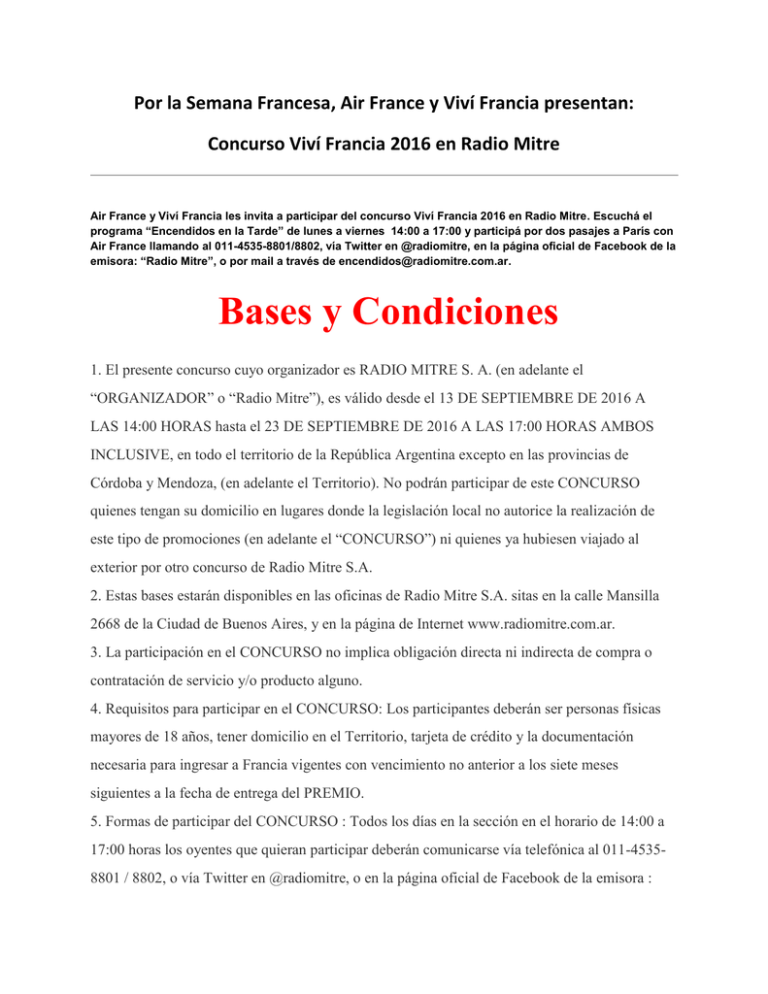 Bases y Condiciones