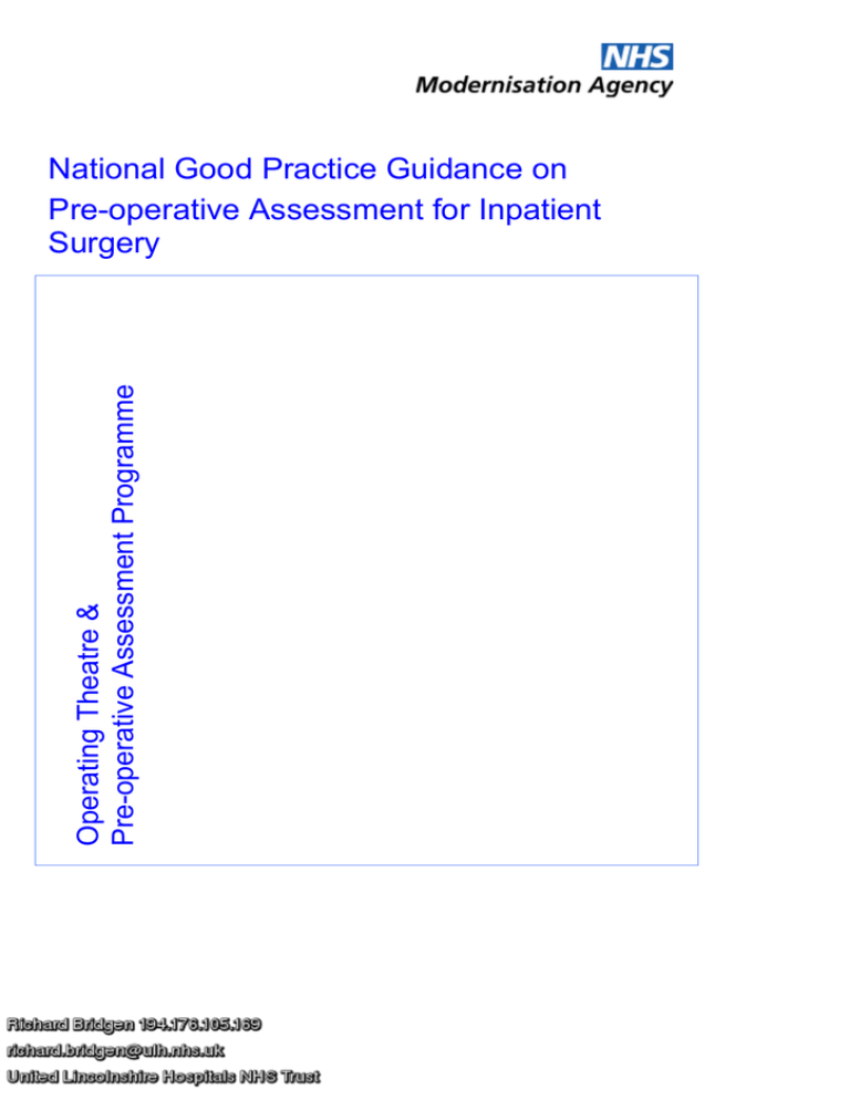 National Good Practice Guidance on Pre-operative