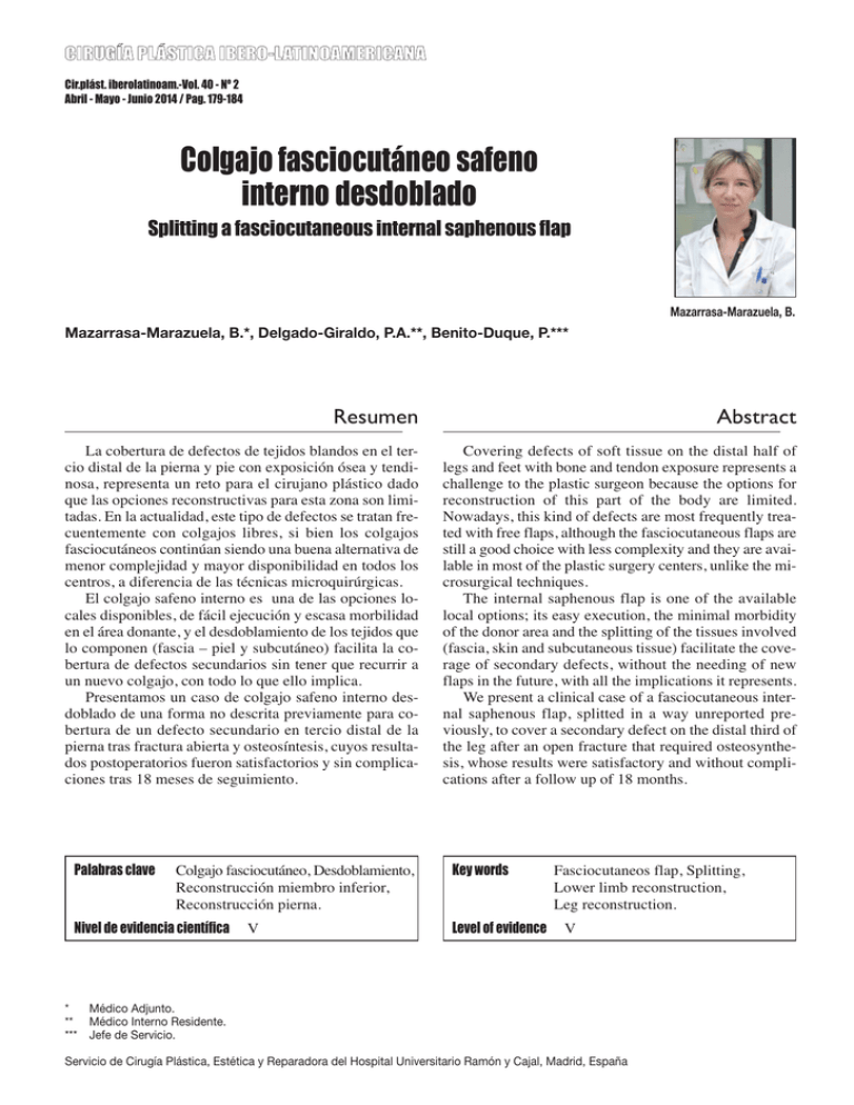 Colgajo fasciocutáneo safeno interno desdoblado