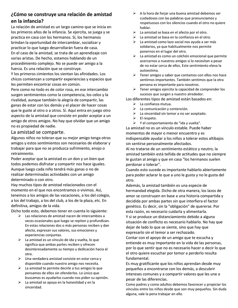 ¿Cómo se construye una relación de amistad en