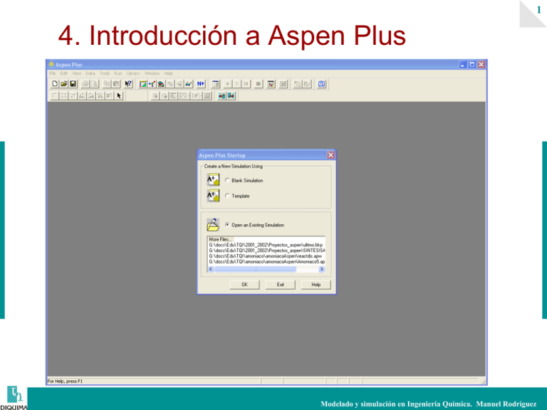 4. Introducción a Aspen Plus