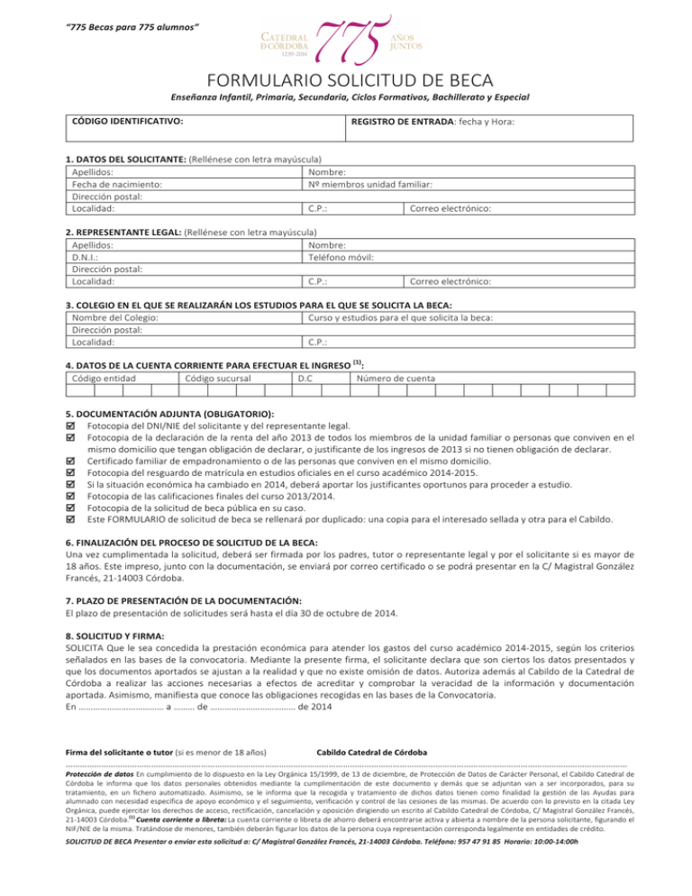 FORMULARIO SOLICITUD DE BECA