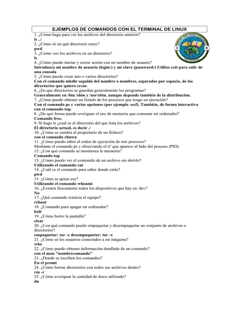ejemplos de comandos linux