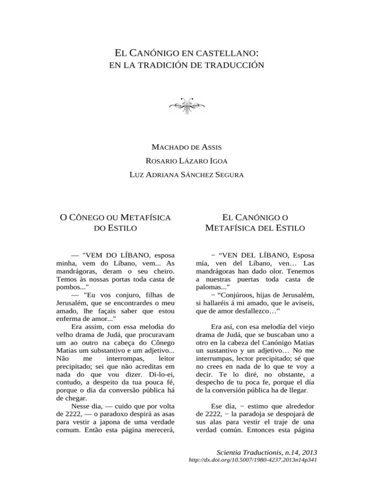 el canónigo en castellano: en la tradición de traducción