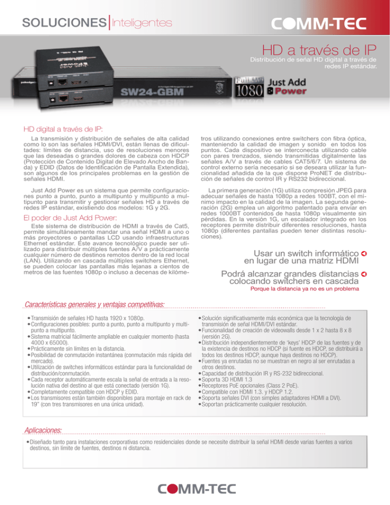 Soluciones Just Add Power de distribución HD - Comm-Tec