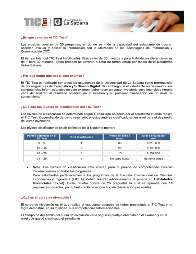 ¿En qué consiste el TIC Test?