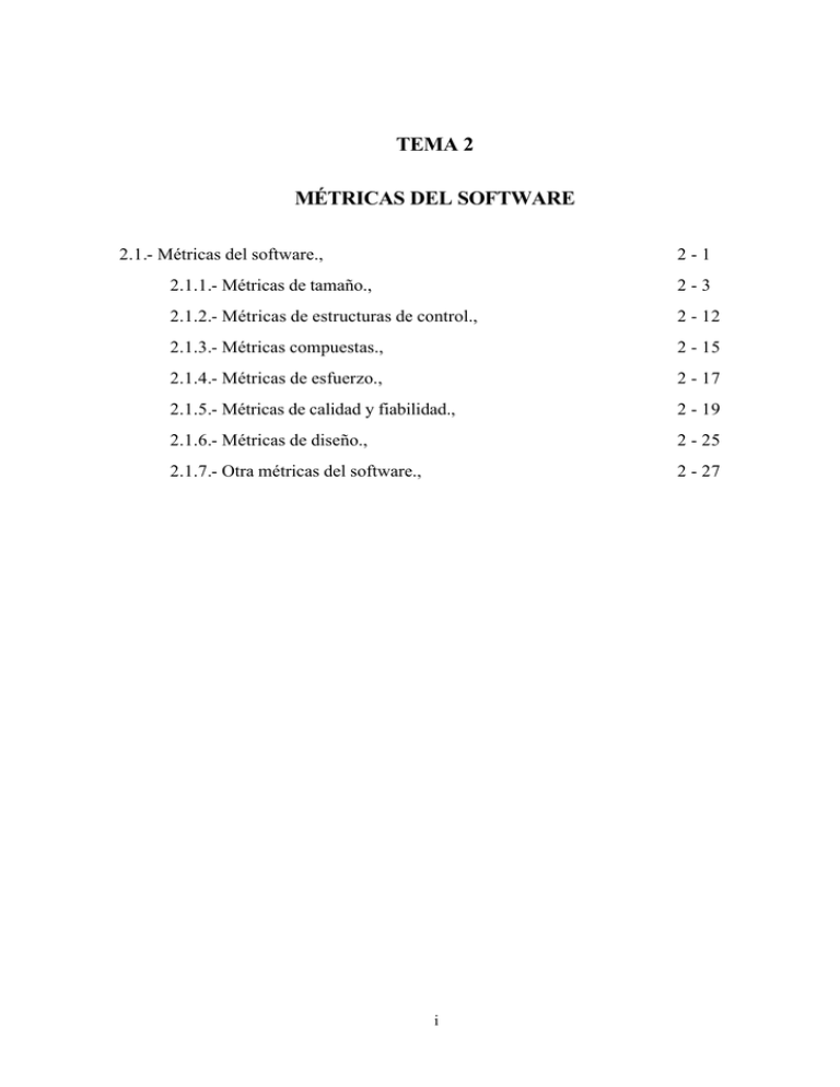 TEMA 2 MÉTRICAS DEL SOFTWARE