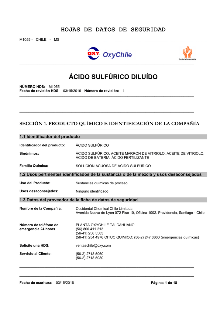 Descripción Ácido Sulfúrico