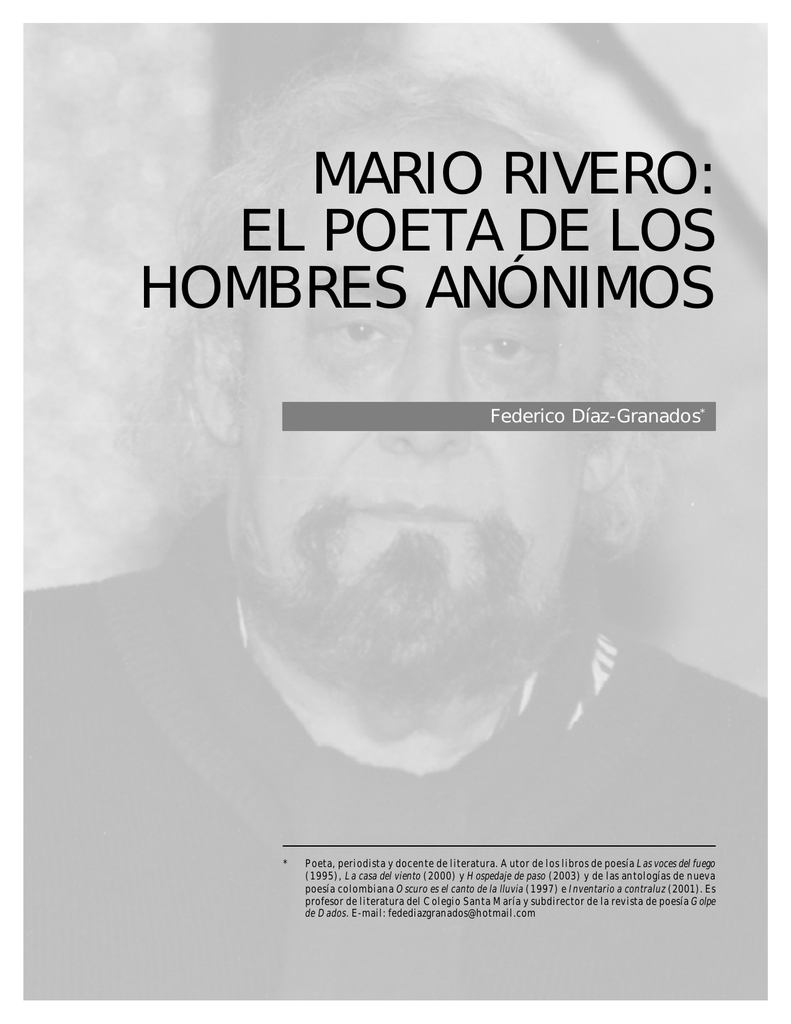 Mario Rivero: el poeta de los hombres anónimos