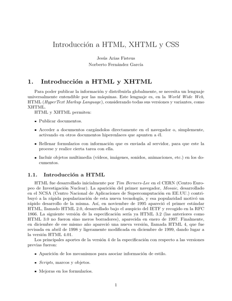 Introducción a HTML, XHTML y CSS
