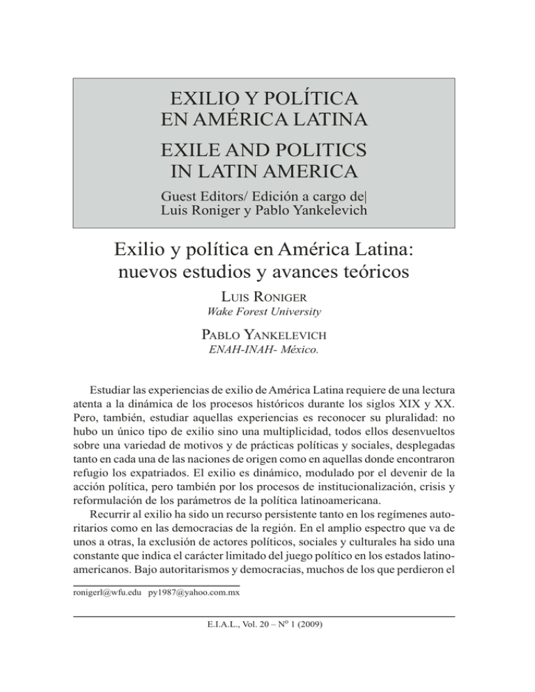 Exilio y política en América Latina - Estudios Interdisciplinarios de