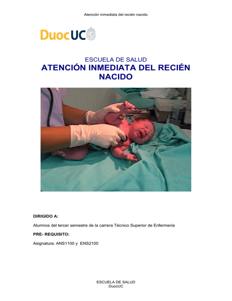 atención inmediata del recién nacido