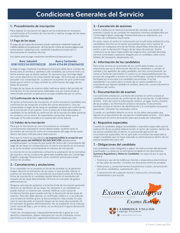 Condiciones Generales del Servicio