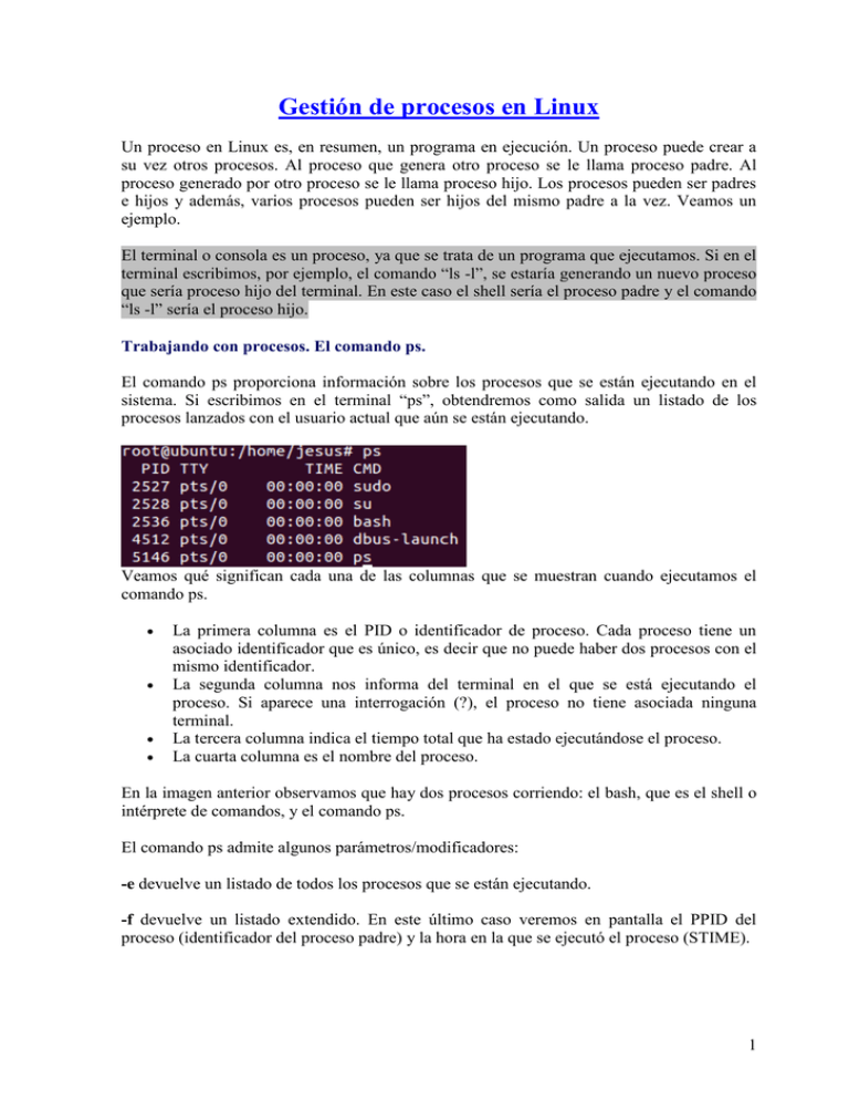 Gestión de procesos en Linux