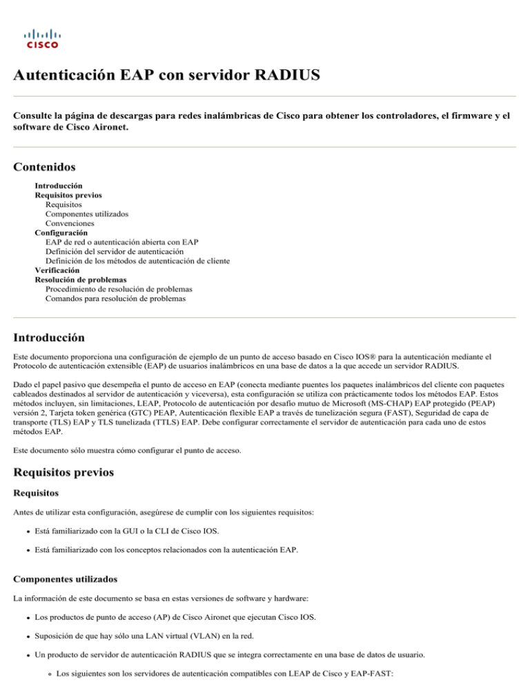 Autenticación EAP con servidor RADIUS
