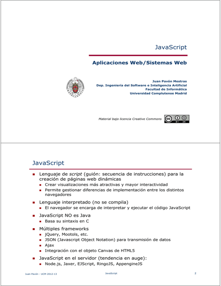 JavaScript - Facultad de Informática