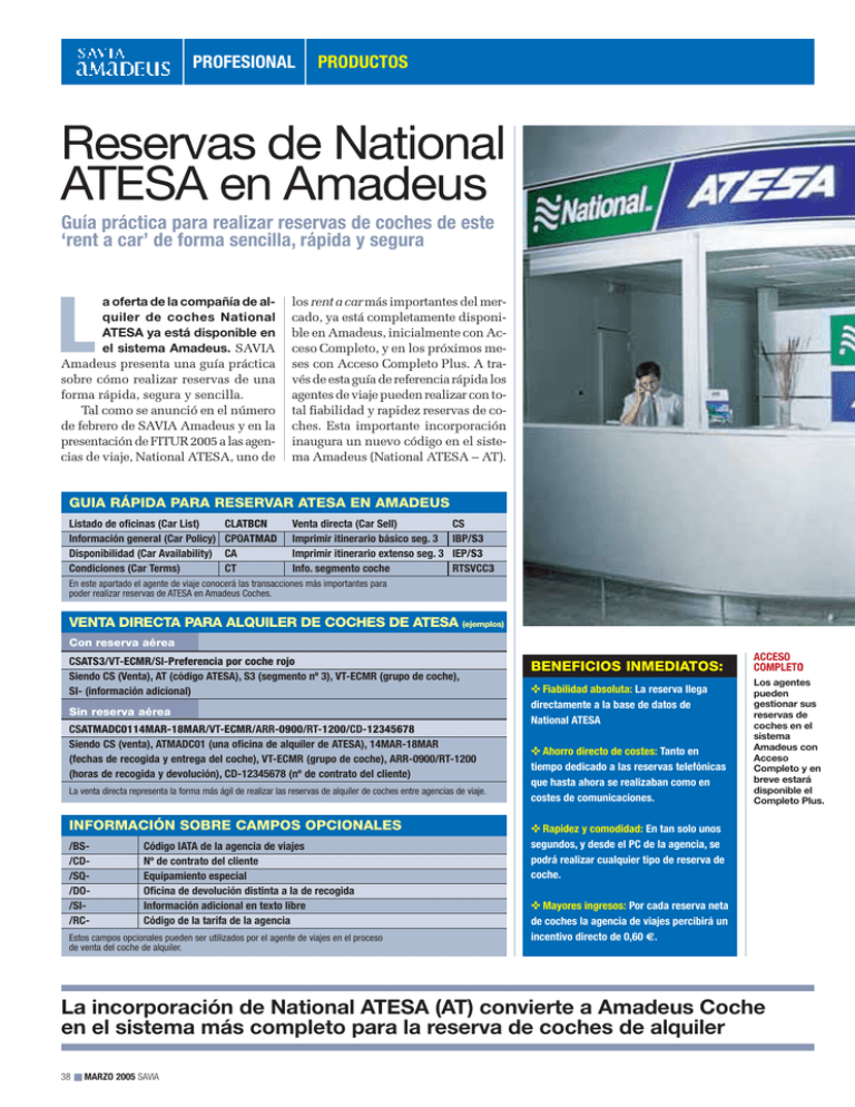 Reservas de National ATESA en Amadeus