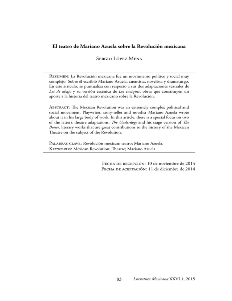 El teatro de Mariano Azuela sobre la Revolución mexicana Sergio