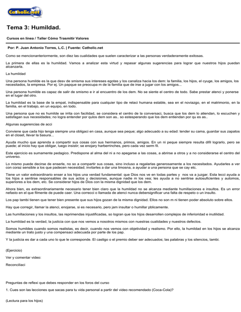 Tema 3: Humildad.