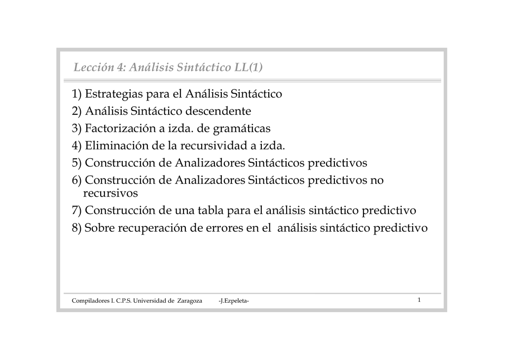 Análisis Sintáctico LL(1)