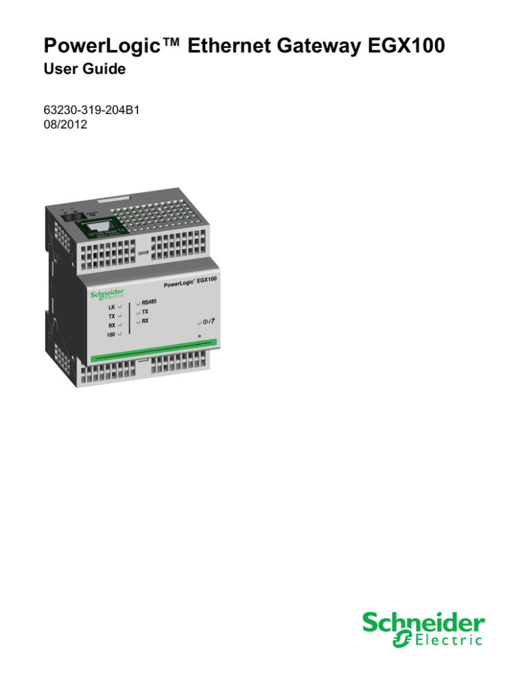PowerLogic™ Ethernet Gateway EGX100 User Guide
