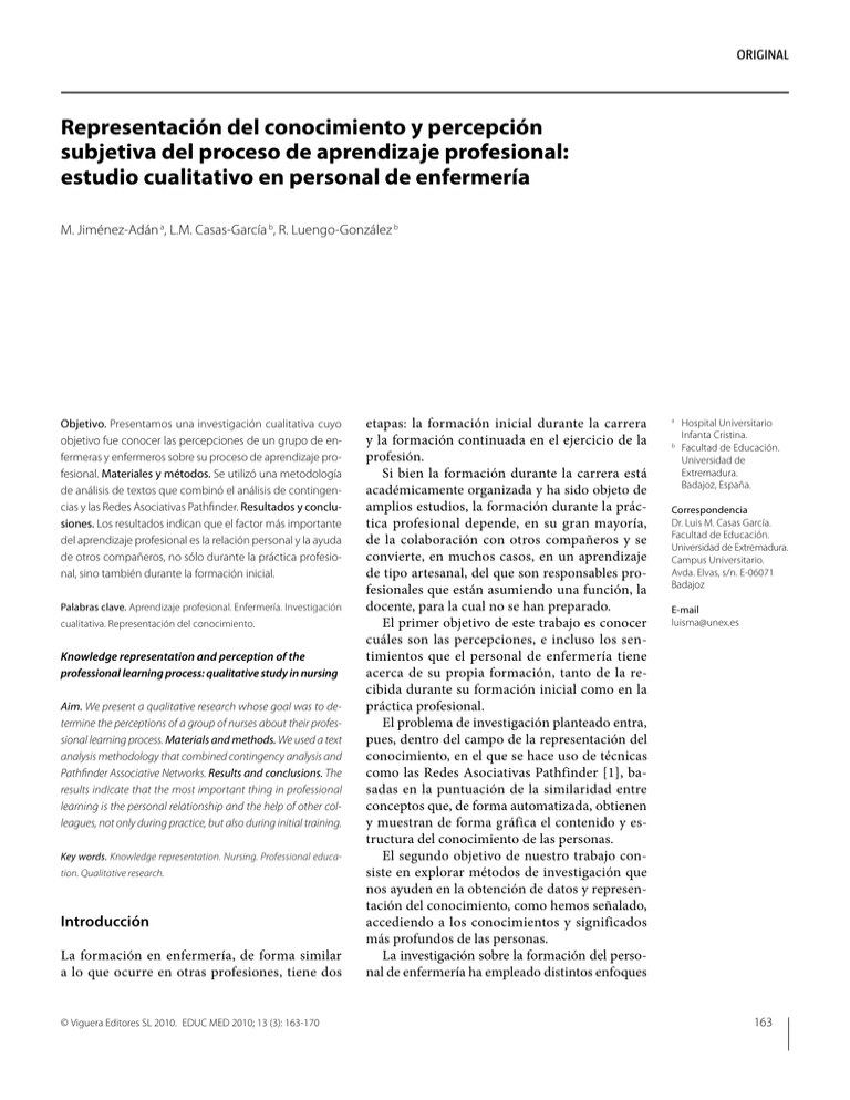Representación del conocimiento y percepción subjetiva del