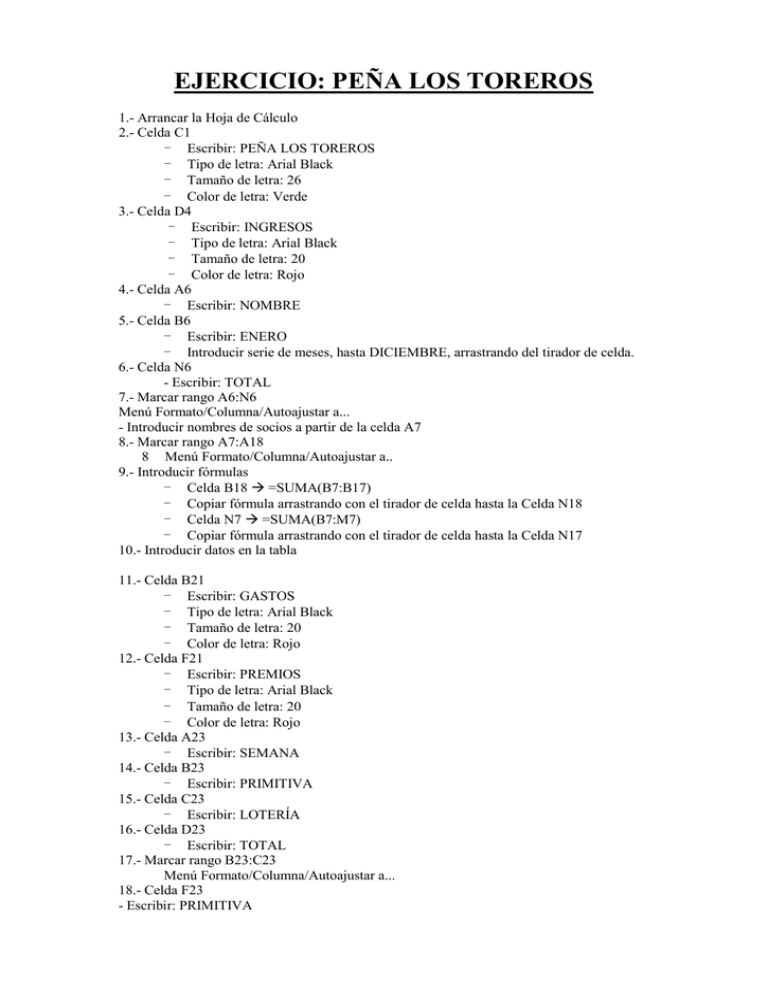 EJERCICIO: PEÑA LOS TOREROS
