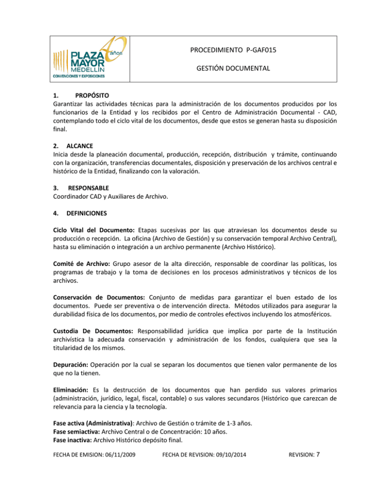 Procedimiento gestión documental