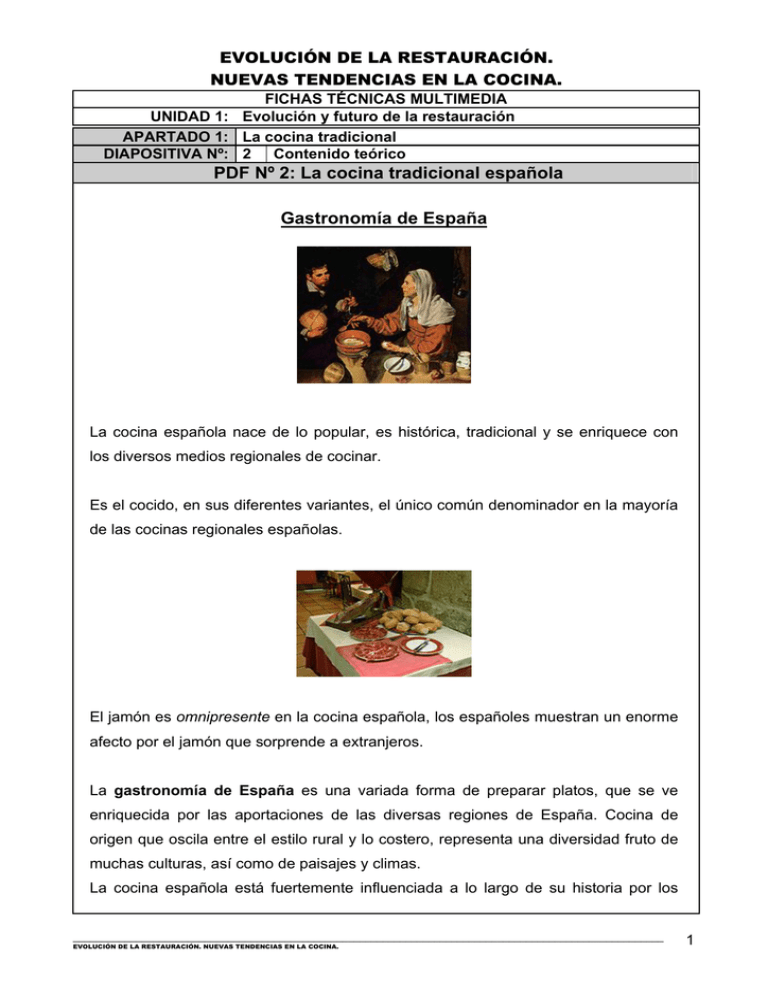 PDF Nº 2: La cocina tradicional española Gastronomía de España